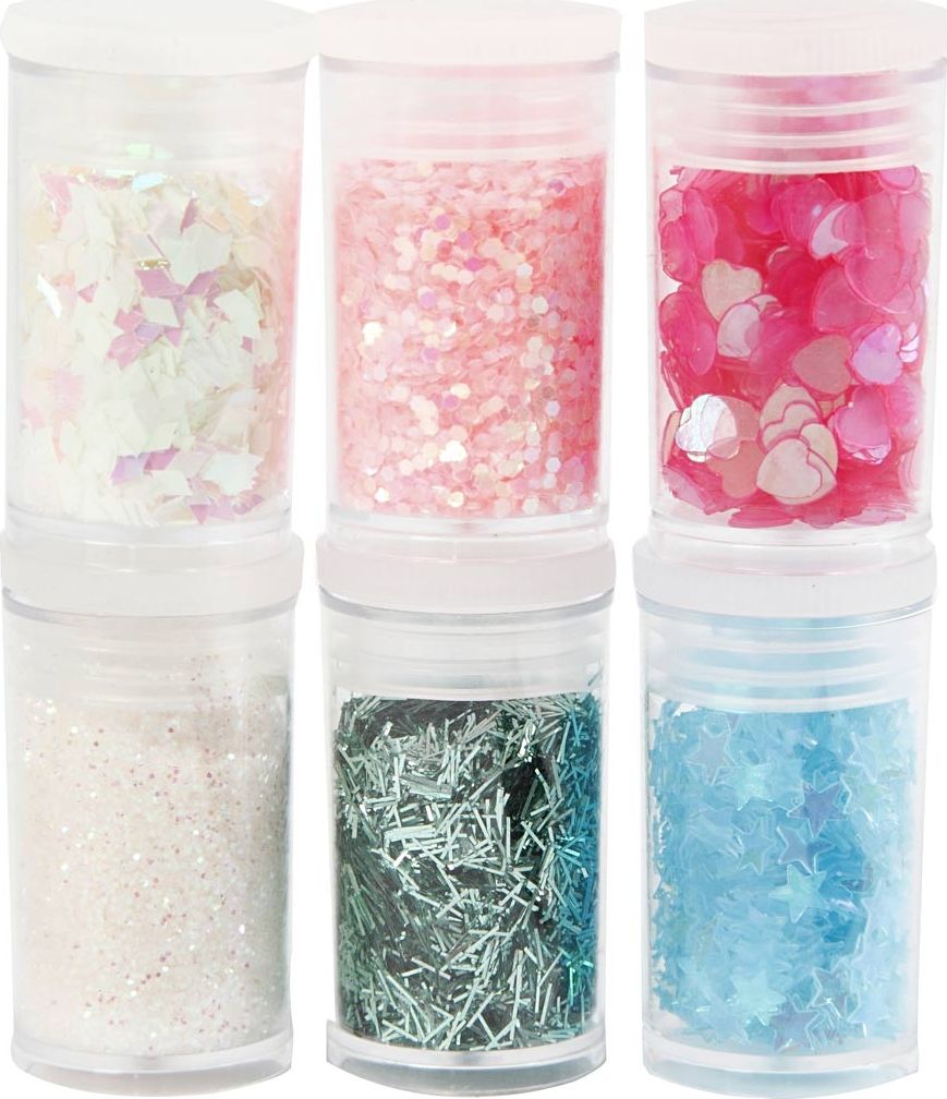 Glitter och paljetter - pastellfärger - 6 x 5 g - 89 kr - Glitter ...